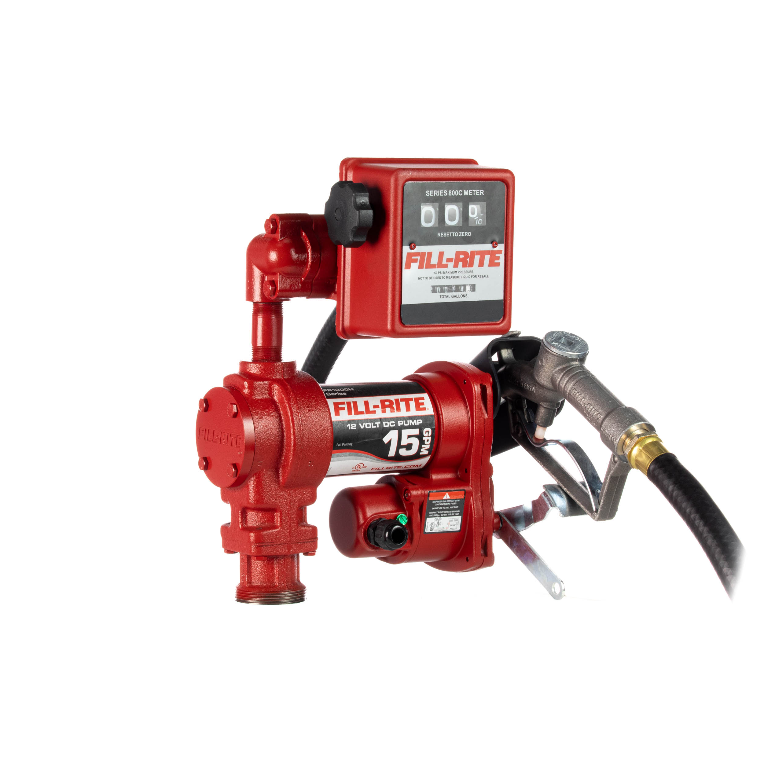 Fill Rite FR1211H 12 Volt DC Pump with Meter, Hose and Manual Nozzle ...