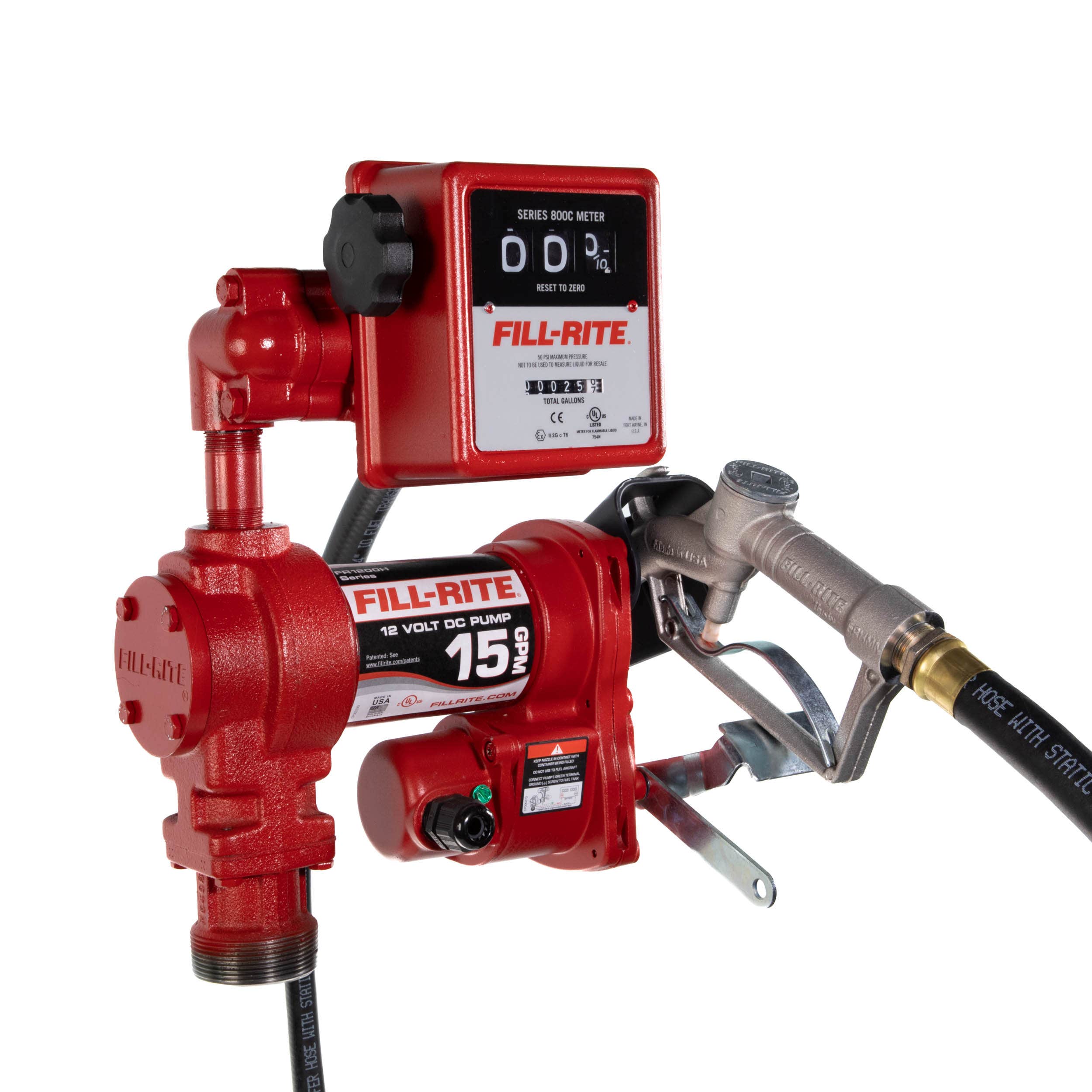 Fill Rite FR1211H 12V DC 15 GPM Fuel Transfer Pump with Meter & Nozzle ...