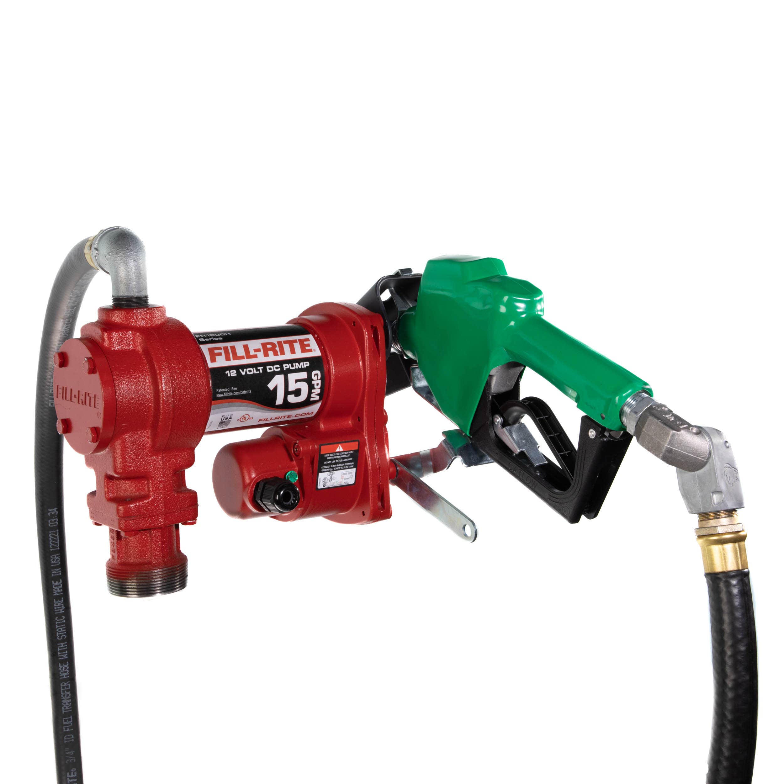 Fill Rite FR1220HDSQ 12V DC 15 GPM Fuel Transfer Pump with Nozzle ...