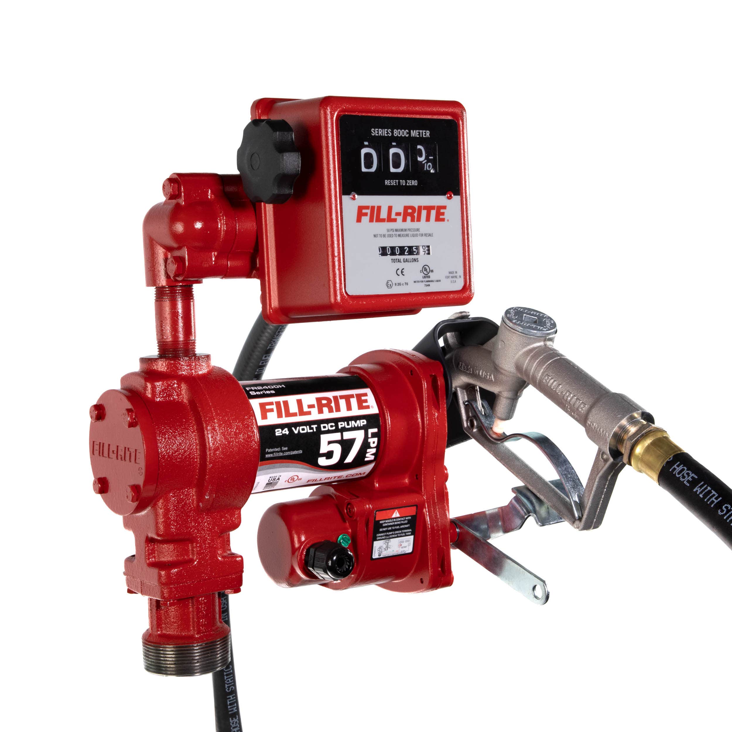 Fill Rite FR2411H 24V DC 57 LPM Fuel Transfer Pump with Meter & Nozzle ...