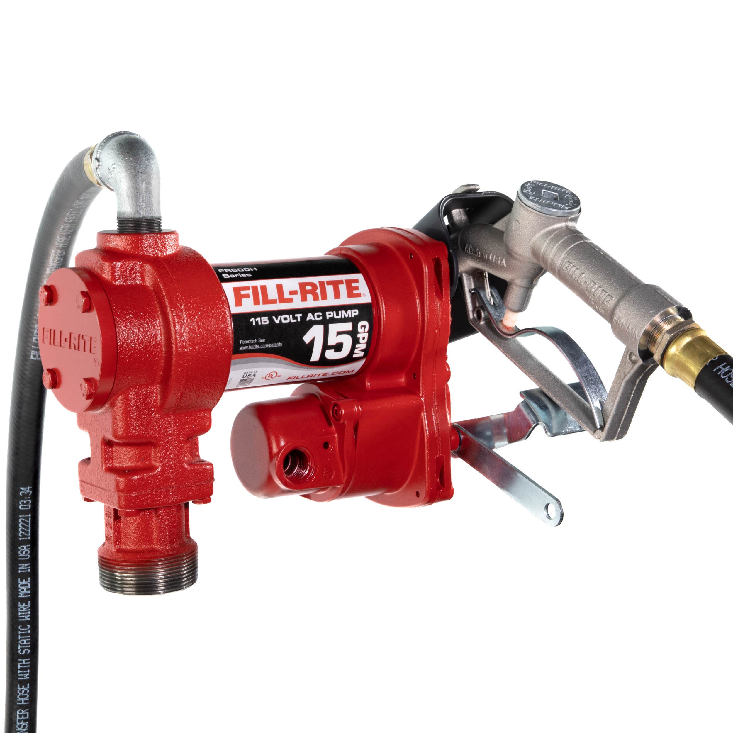Fill Rite FR610H 115V AC 15 GPM Fuel Transfer Pump with Nozzle ...