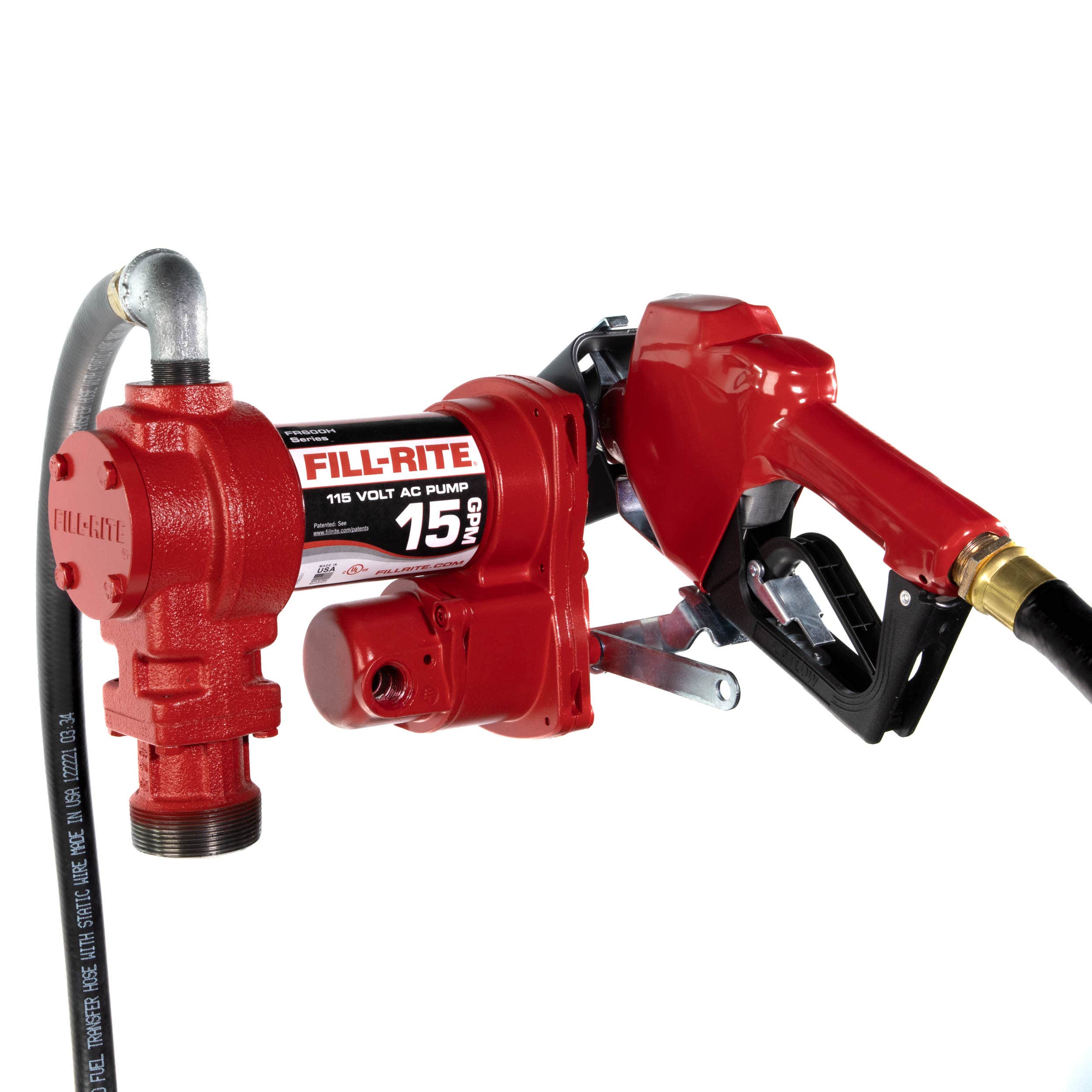 Fill Rite FR610HA 115V AC 15 GPM Fuel Transfer Pump with Nozzle ...