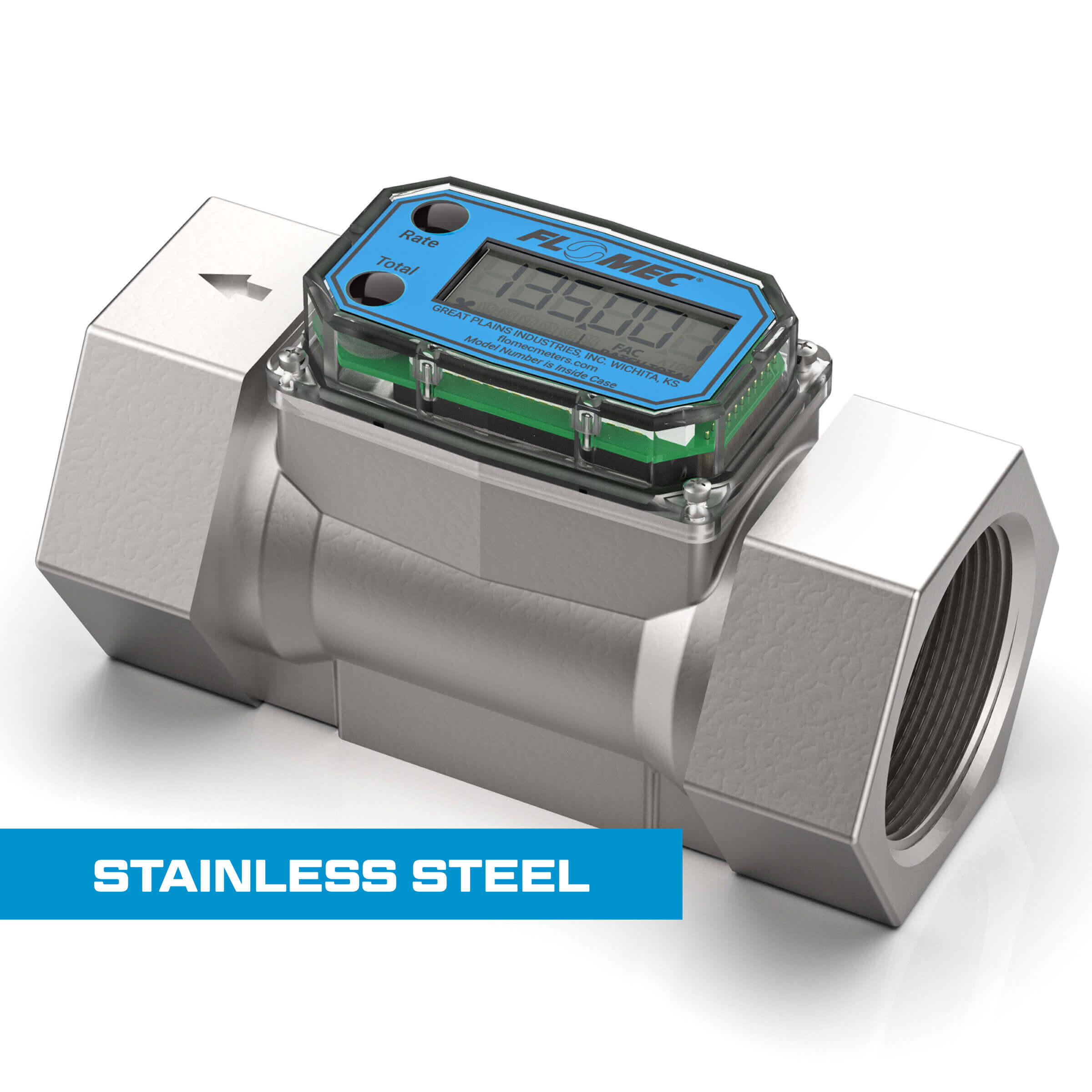 Flomec G2S-05-N-Q Turbine Flow Meter, Battery Powered Display ...